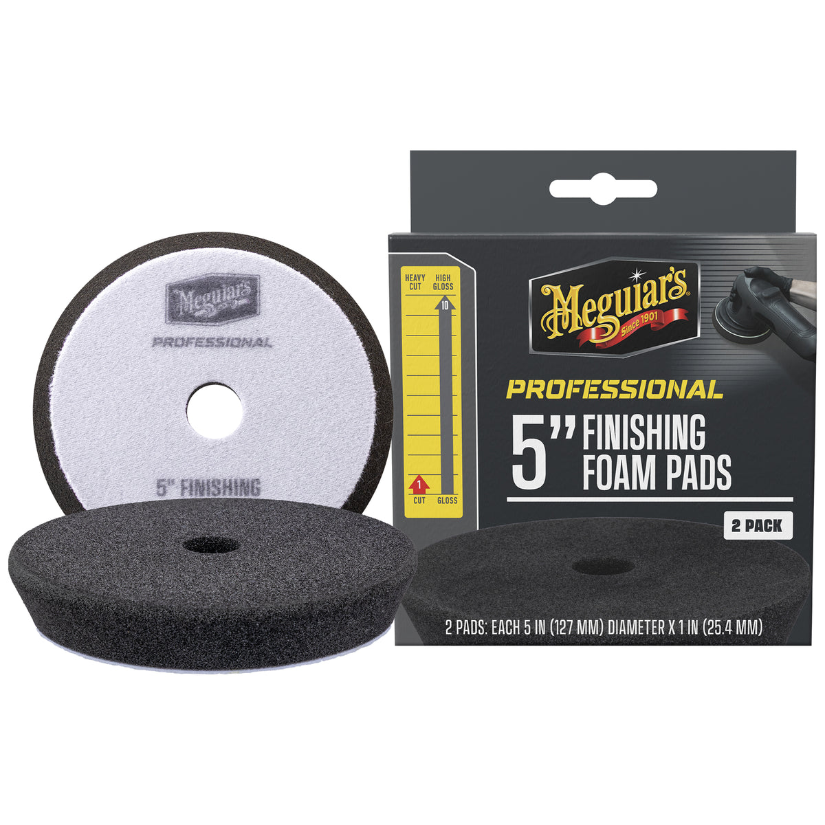 Meguiar's Professional Foam Finishing Pads, M5FFP2 - 5", Black (2 pack